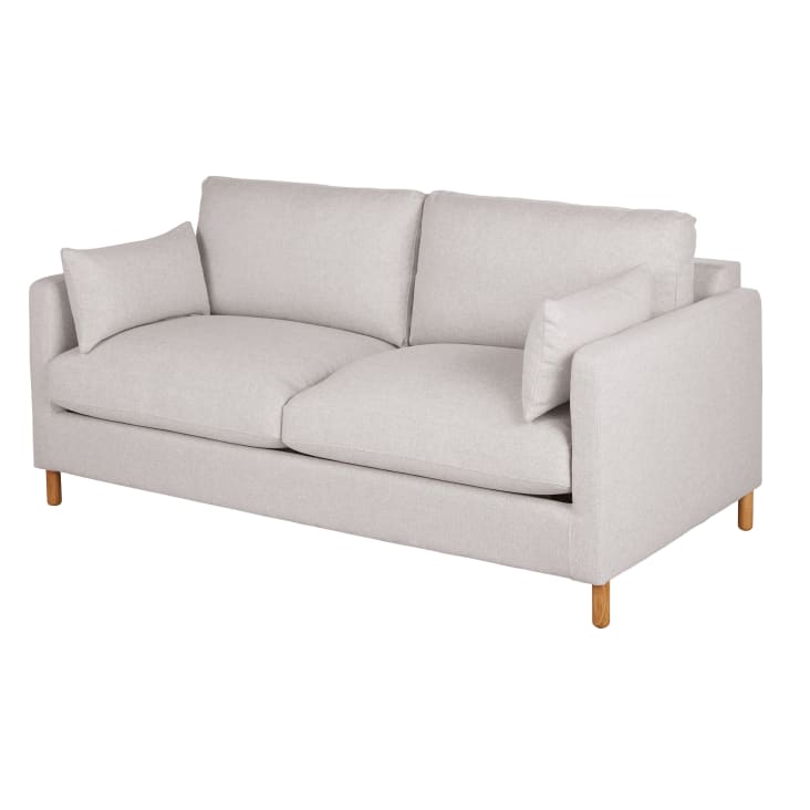 Canapé convertible 3/4 places en textile tramé gris clair chiné, matelas 10 cm Julian | Maisons ...