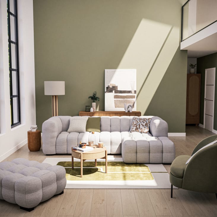 Canapé nuage d'angle droit 4/5 places gris clair chiné Lilo | Maisons ...