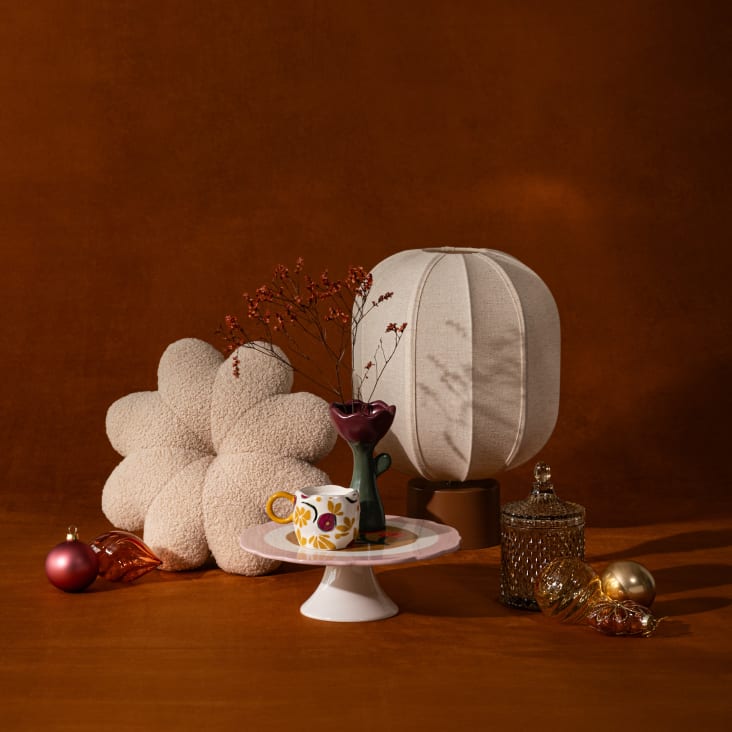 Candeeiro de mesa em metal e tecido bege e branco Ganavan | Maisons du ...