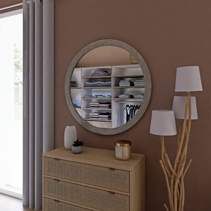 Candeeiro de pé de madeira de deriva com abajur branco altura 159 ...