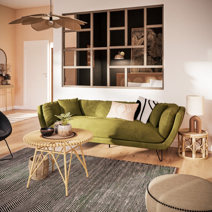 Candeeiro de teto em forma de flor em rattan entrançado | Maisons du Monde