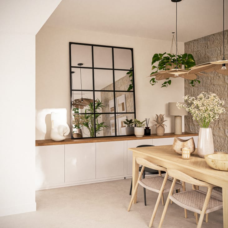 Candeeiro de teto em forma de flor em rattan entrançado | Maisons du Monde