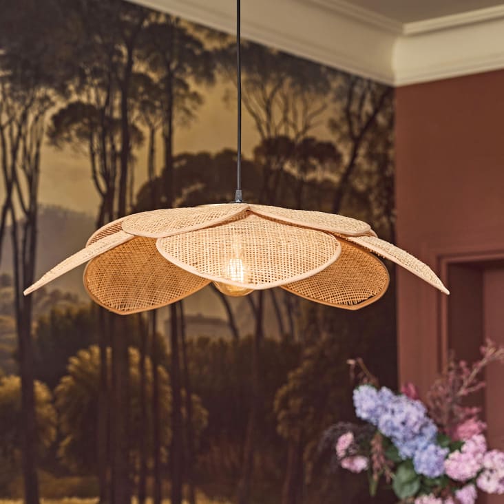 Candeeiro de teto em forma de flor em rattan entrançado | Maisons du Monde