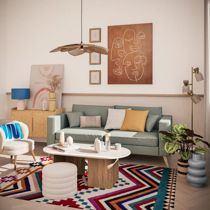 Candeeiro de teto em forma de flor em rattan entrançado | Maisons du Monde