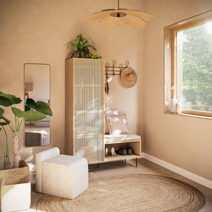 Candeeiro de teto em forma de flor em rattan entrançado | Maisons du Monde