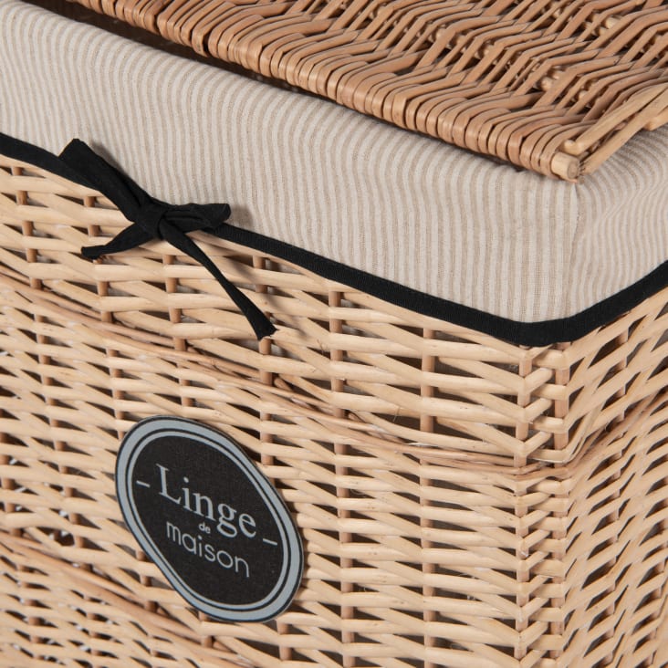 Cesto per biancheria intrecciato con fiocco nero Alt. 58 | Maisons du Monde