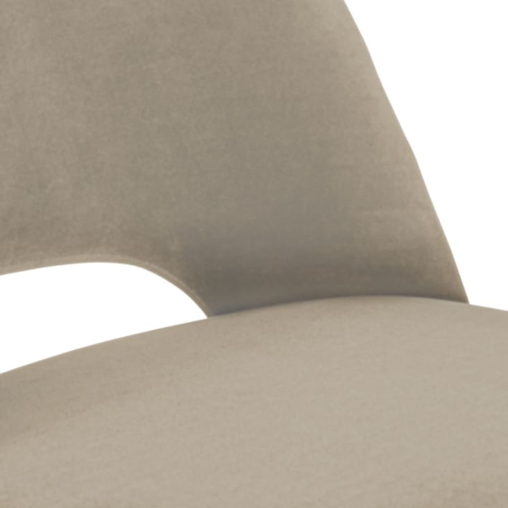 Chaise de bar en velours beige cappuccino et pieds en bois de frêne ...