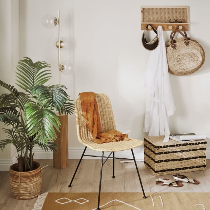 Chaise en rotin et acier noir Zia | Maisons du Monde