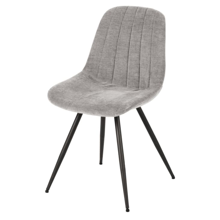Chaise en velours gris clair et acier noir Keira | Maisons du Monde
