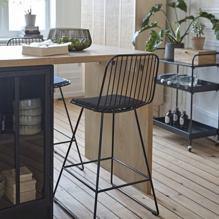 Chaise pour îlot central en acier noir H65 Huppy | Maisons du Monde