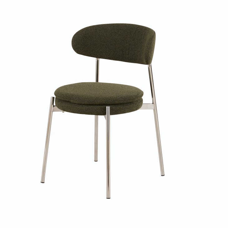 Chaises de restaurant en acier chromé et bouclettes vert kaki (x2 ...