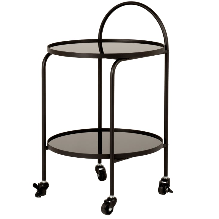 Chariot à roulettes en métal noir 2 plateaux en verre Marlow | Maisons ...