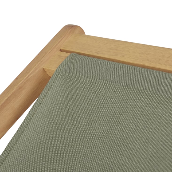 Chilienne en bois d'eucalyptus et toile en polyester recyclé vert kaki ...