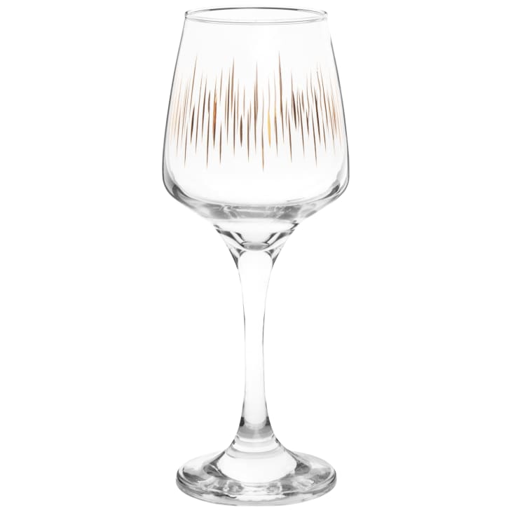 Coffret verres à pied (x6) en verre transparent et doré | Maisons du Monde