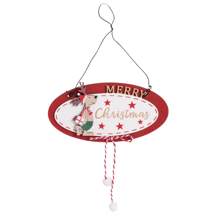 Colgante navideño de madera de álamo rojo y blanco Traditional ...