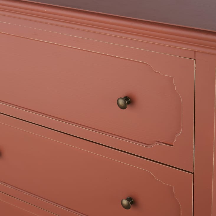 Comò con 3 cassetti color terracotta e metallo color ottone Selena ...