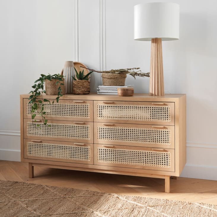 Cómoda dupla com 6 gavetas e palhinha de rattan Canopy | Maisons du Monde
