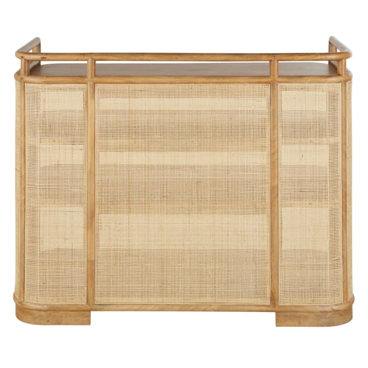 Comptoir professionnel en bois de manguier et tressage en fibres ...