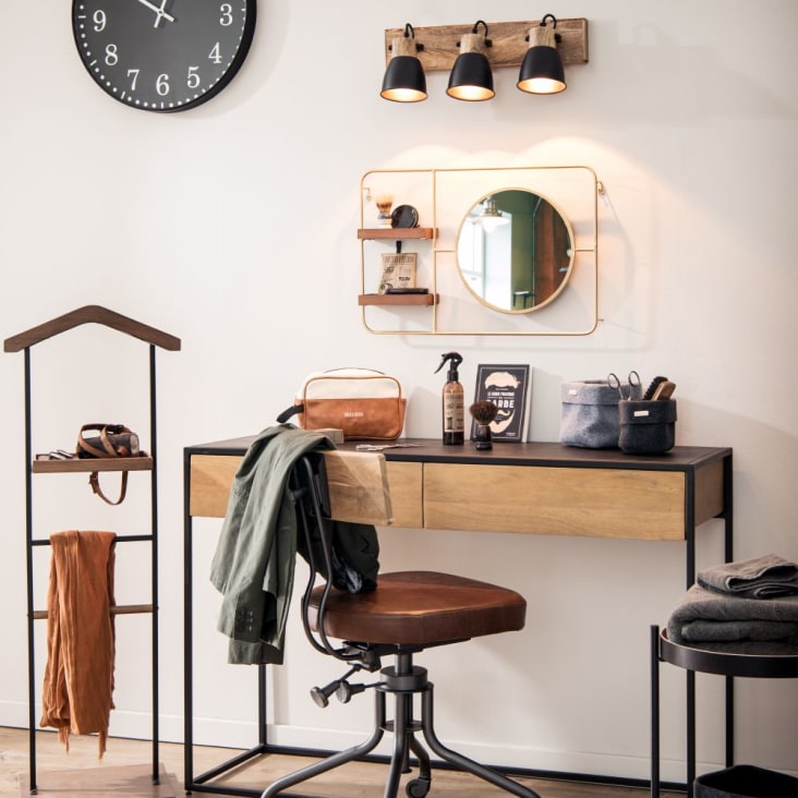 Consola con 2 cajones de metal negro y mango macizo Wayampi | Maisons ...