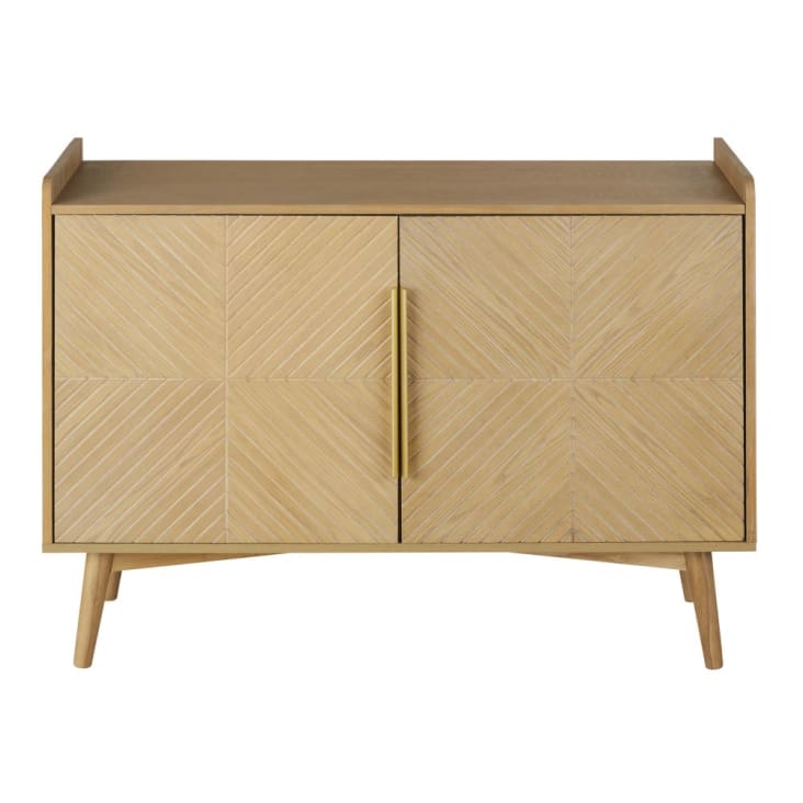 Credenza vintage a 2 ante beige e metallo color ottone dorato Axelle | Maisons du Monde