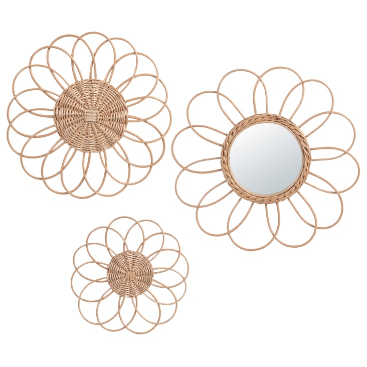 Déco murales fleurs en osier et miroir (x3) Constanta | Maisons du Monde