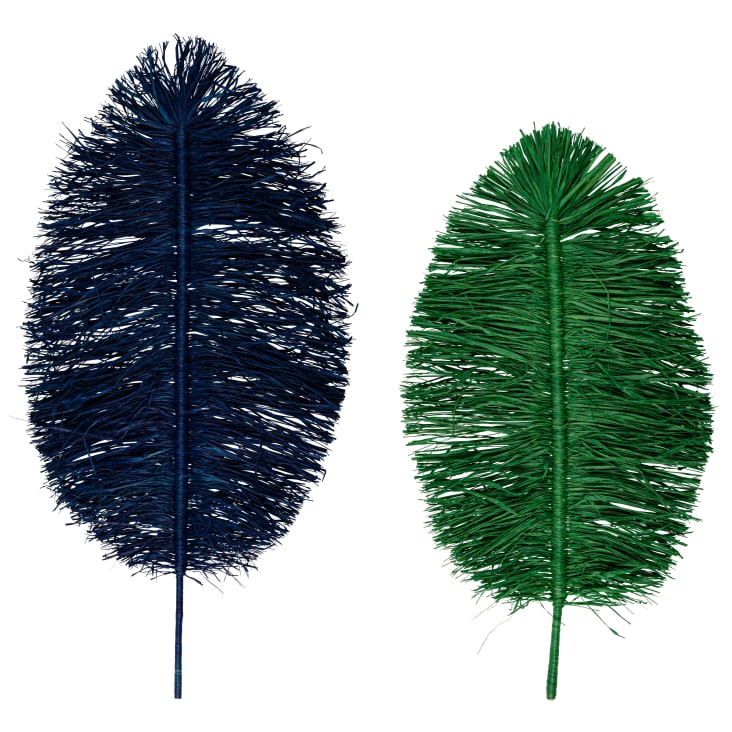 Déco murales plumes en raphia bleu et vert (x2) 69x137 Veria | Maisons ...