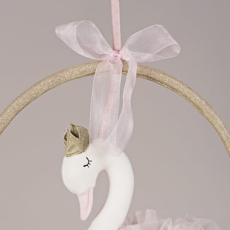 Decoración de pared en forma de cisne rosa y purpurina dorada 45x45 ...