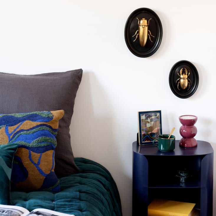 Decorações de parede ovais em resina preta e dourada de insectos (x2 ...