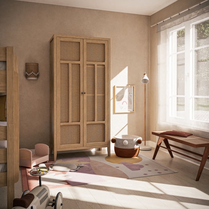 Dressing 2 portes battantes cannage en rotin beige Chamarel | Maisons ...