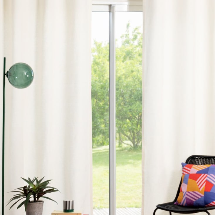 Ecru ringgordijn van geribbeld katoen 140 x 250 cm OLARIA | Maisons du ...