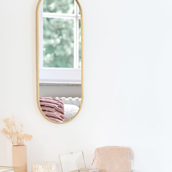 Espelho oval em metal dourado com efeito de folha dourada 30x80 CAMBERA ...