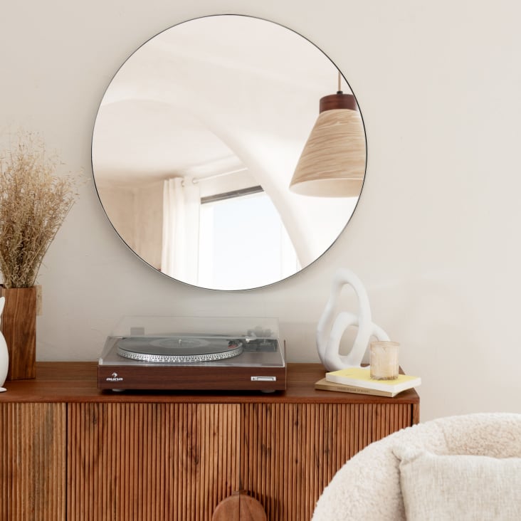 Espelho redondo em metal prateado D70 CLEMENT | Maisons du Monde