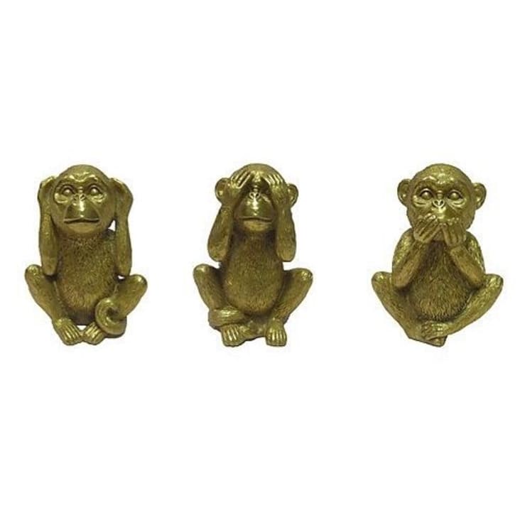 Estatueta de macaco em poliresina dourada H15 Ears | Maisons du Monde