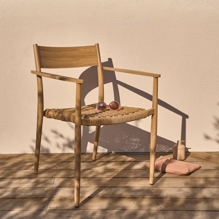 Fauteuil à dîner de jardin en résine recyclée imitation rotin et ...