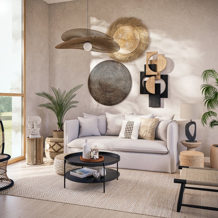 Figura de rostro abstracto en cemento gris, alt. 40 OURIKA | Maisons du ...