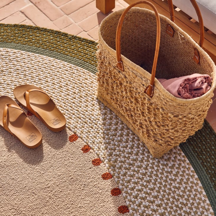 Geflochtener und, runder Outdoor-Teppich, beige und khakigrün, D200cm ...