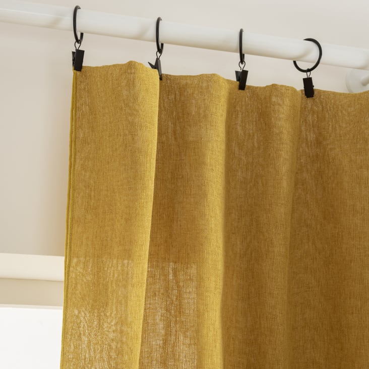 Gele oker gordijn met plooien van geweven polyester, 140 x 250 cm Anita ...