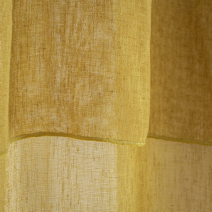 Gele oker gordijn met plooien van geweven polyester, 140 x 250 cm Anita ...