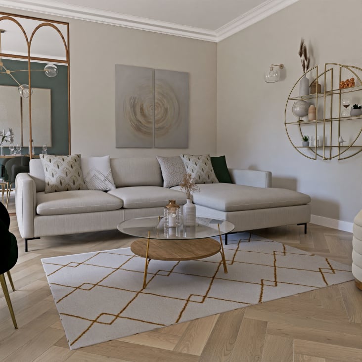 Gemêleerd beige hoekzetel met rechtse hoek en 4/5 zitplaatsen City ...