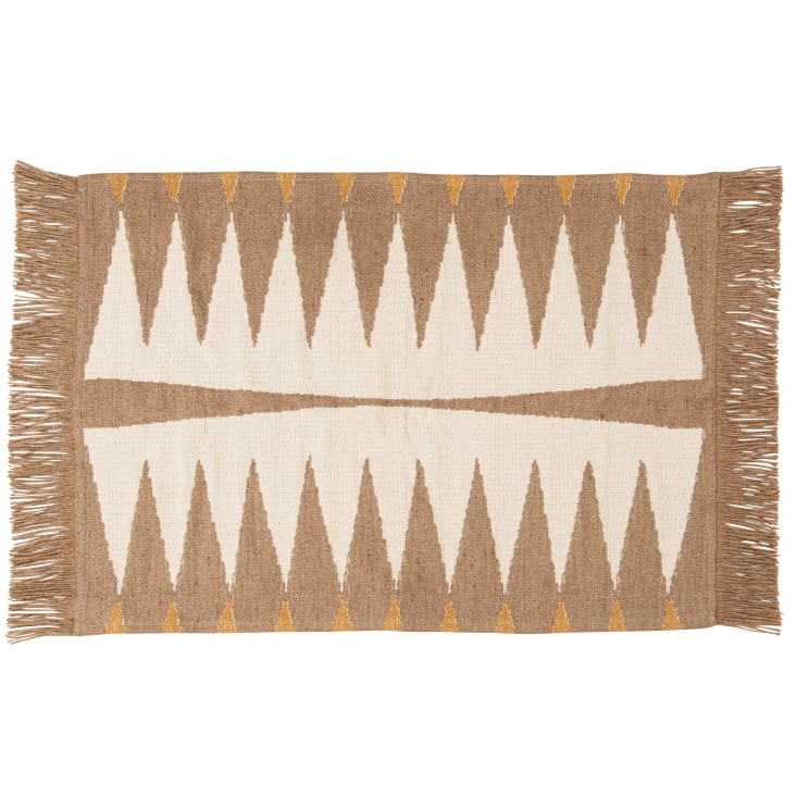 Geometrisch drie-kleurig vloerkleed met franjes 60x90 Aquila | Maisons du Monde