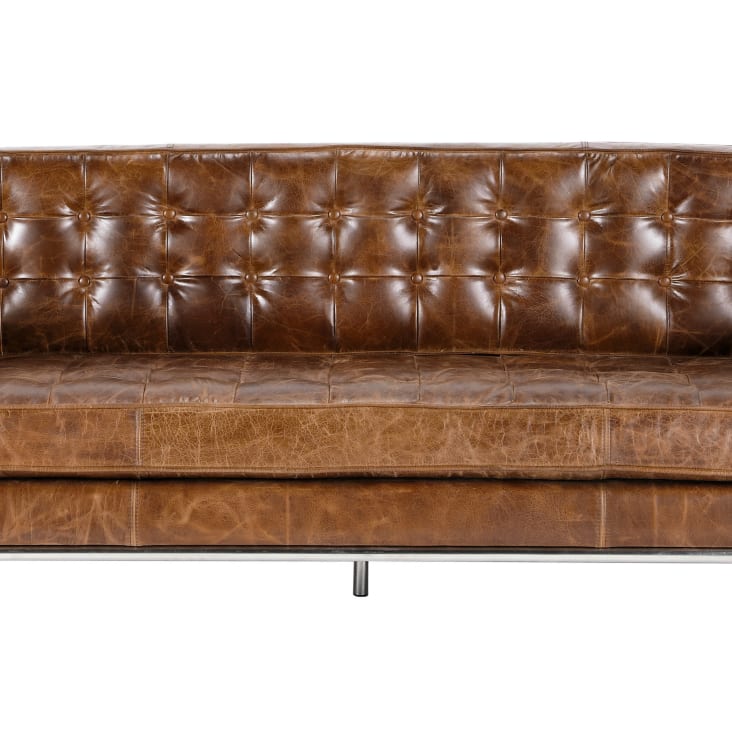 Gestepptes 3-Sitzer-Sofa aus Leder, braun Mikado Mikado | Maisons du Monde