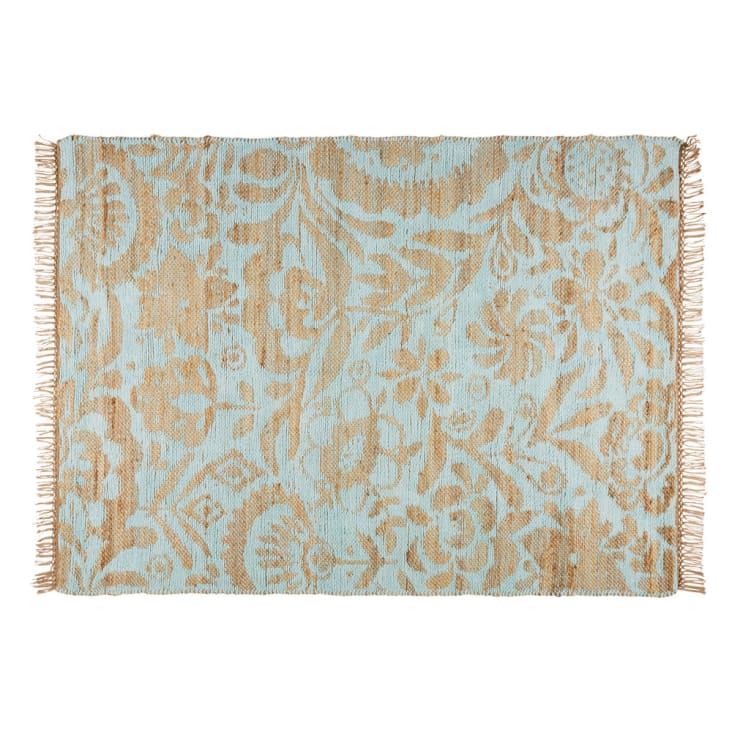Geweven Tapijt van jute en zeegroen katoen 140x200cm Lukila | Maisons ...