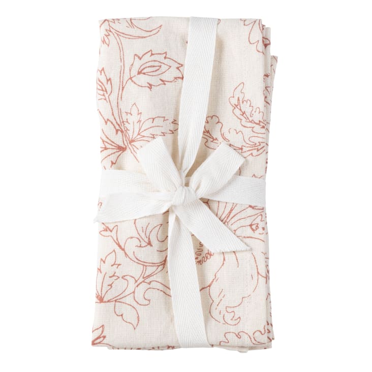 Geweven theedoek met print in ecru en roze, 50x70 cm Prala | Maisons du ...