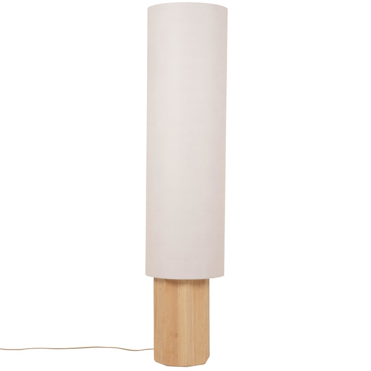 GLENC vloerlamp met beige lampenkap en achtkantige houten voet Glenc ...