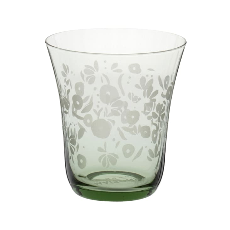 Gobelet en verre motif floral vert sauge | Maisons du Monde