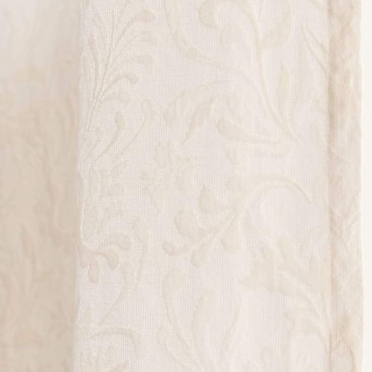 Gordijn met ringen van gewoven ecru jacquard katoen met bloemenmotief ...