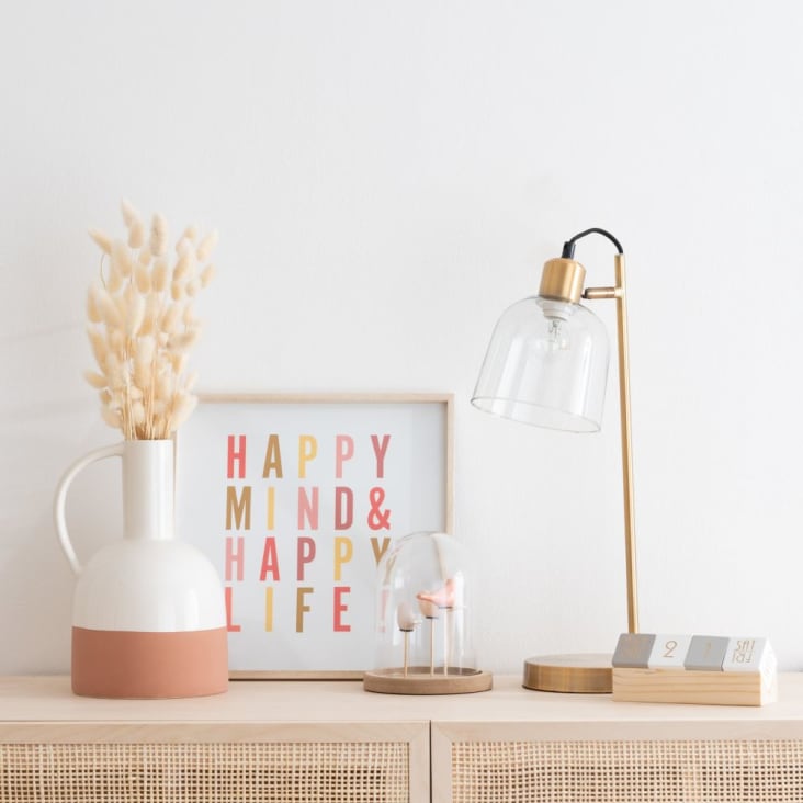 Goudkleurige metalen lamp met glazen lampenkap Vilma | Maisons du Monde