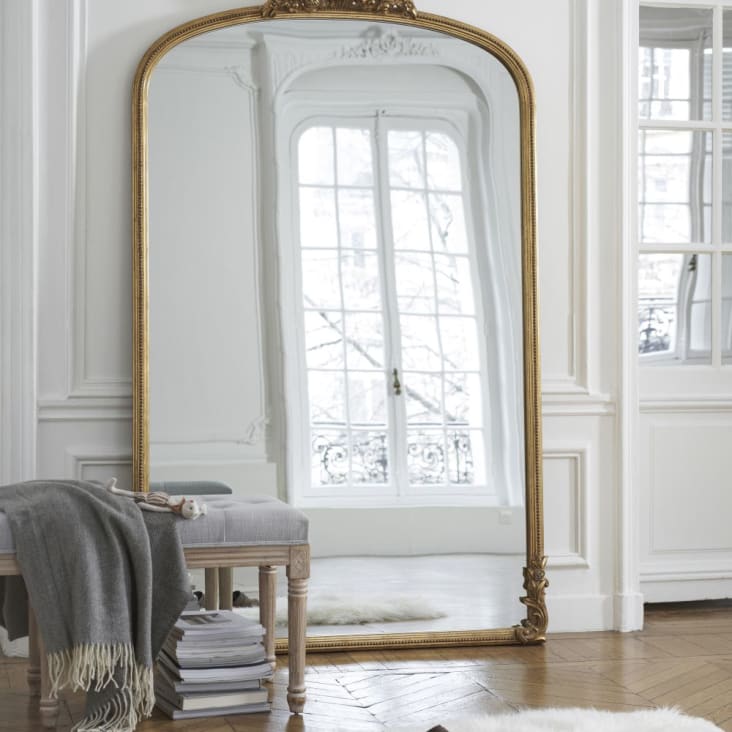 Grand miroir rectangulaire doré effet vieilli 119x194 OMERA | Maisons du Monde