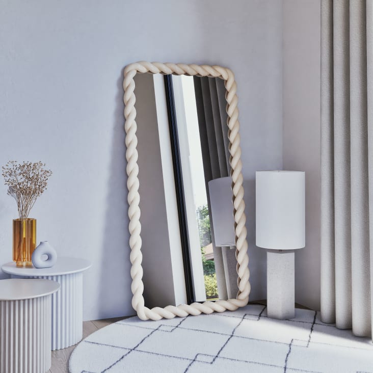 Grand miroir rectangulaire torsadé beige 80x160 Louma | Maisons du Monde