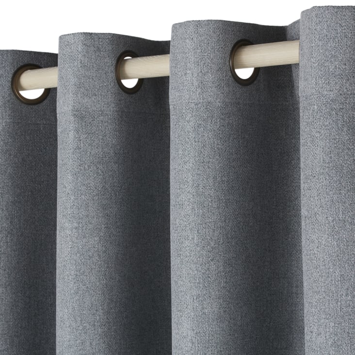 Grijze verduisterende gordijn met ringen van gerecycled geweven ...